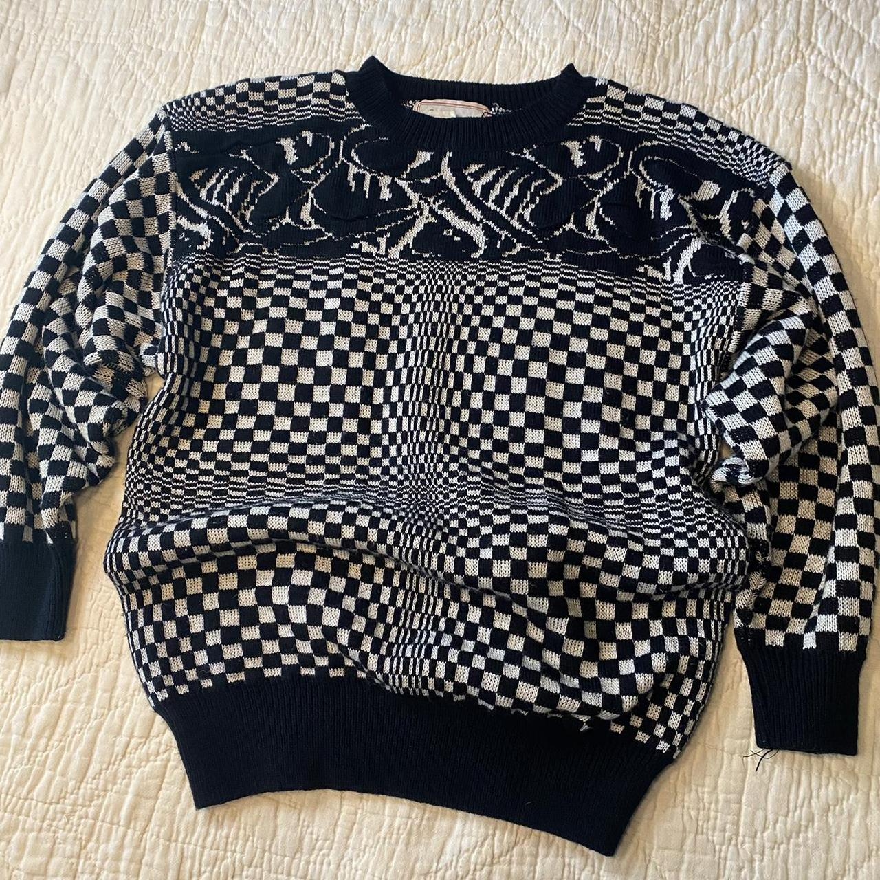 Vintage 90s Organically Grown Black Checkerboard... - Depop