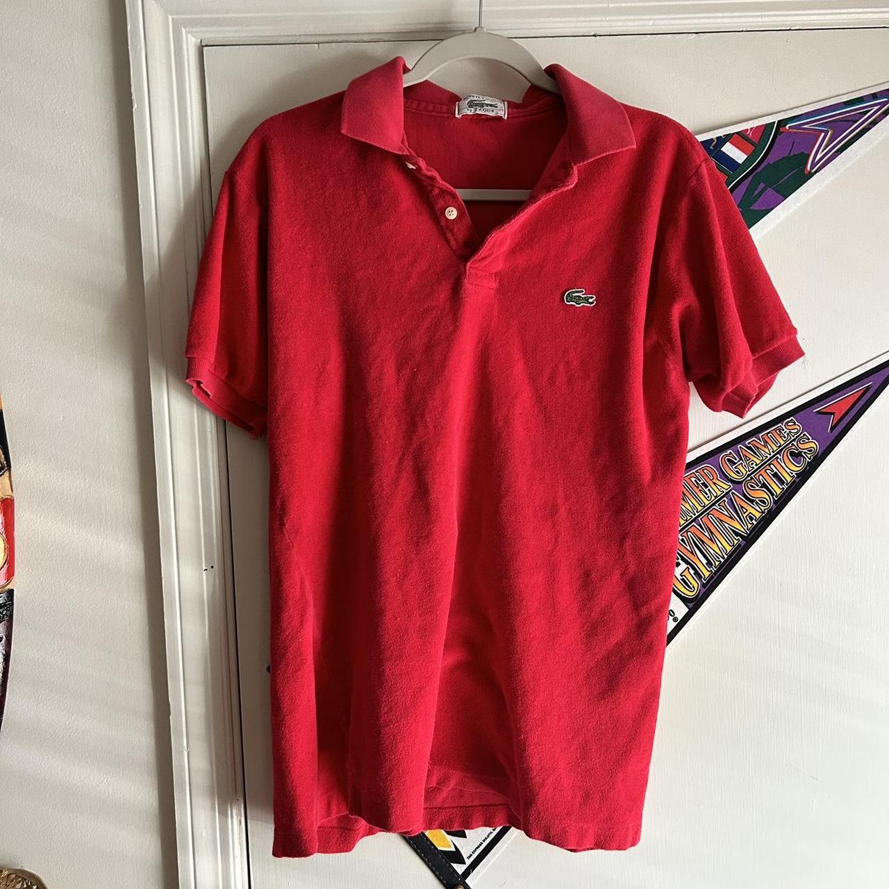 Red Lacoste collard shirt #redpolo - Depop