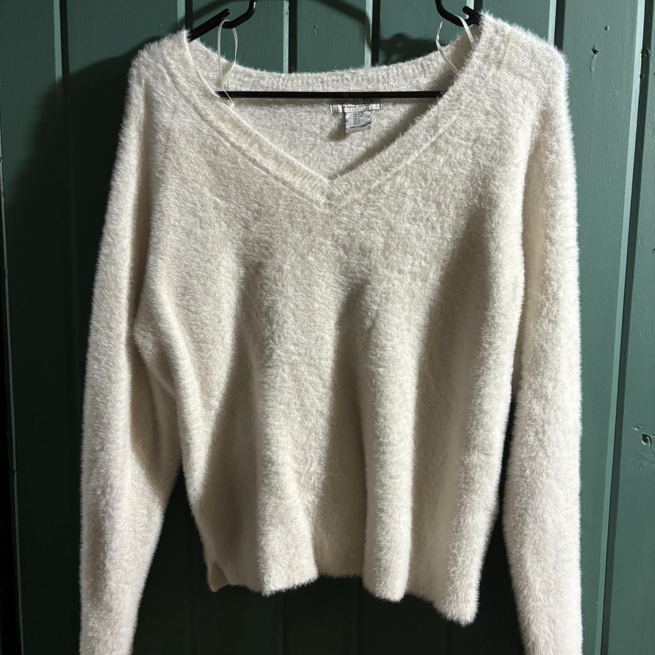 White fuzzy sweater #cozy #winter - Depop