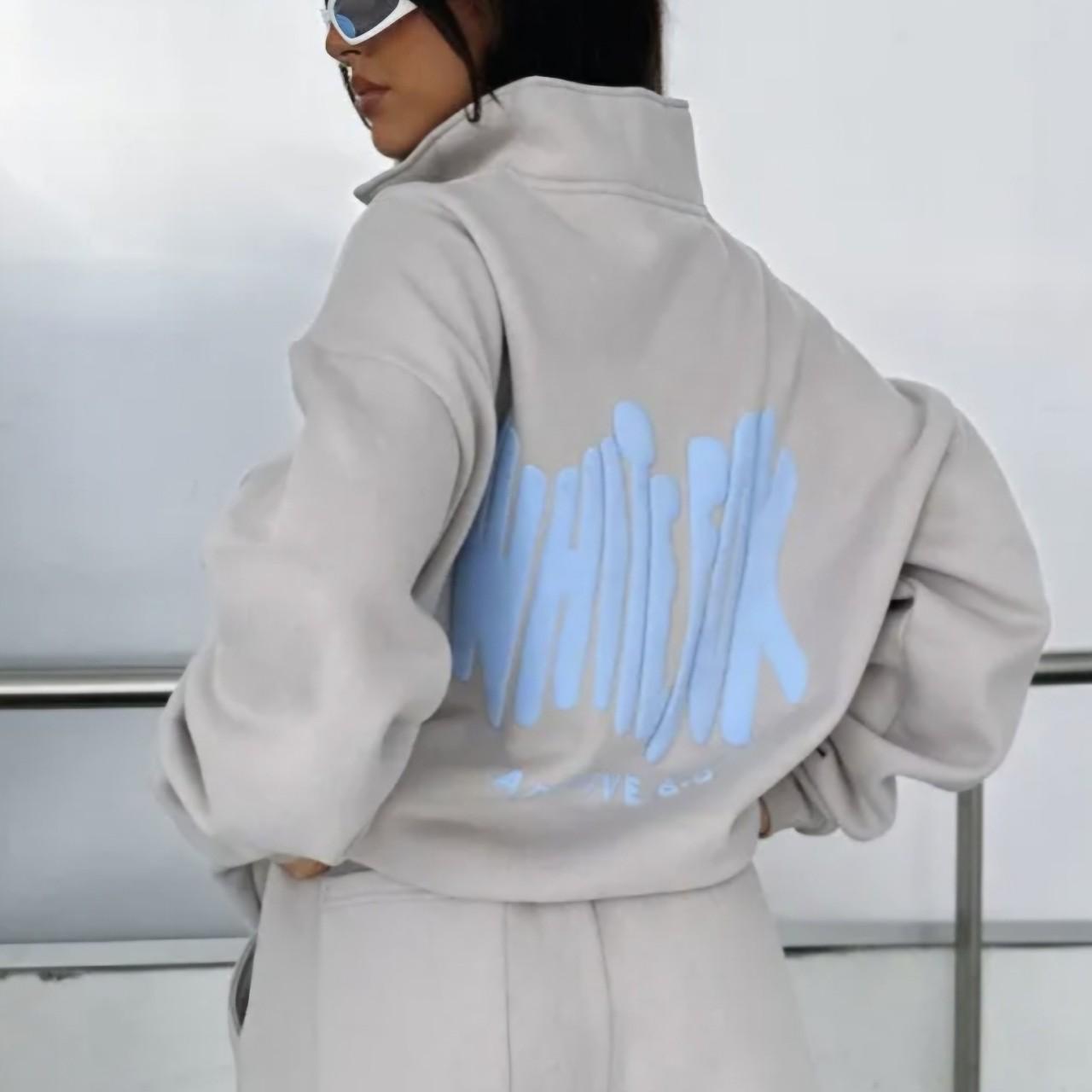 White Fox quarter zip Sweater #hoodie Dove grey xs/s | Depop