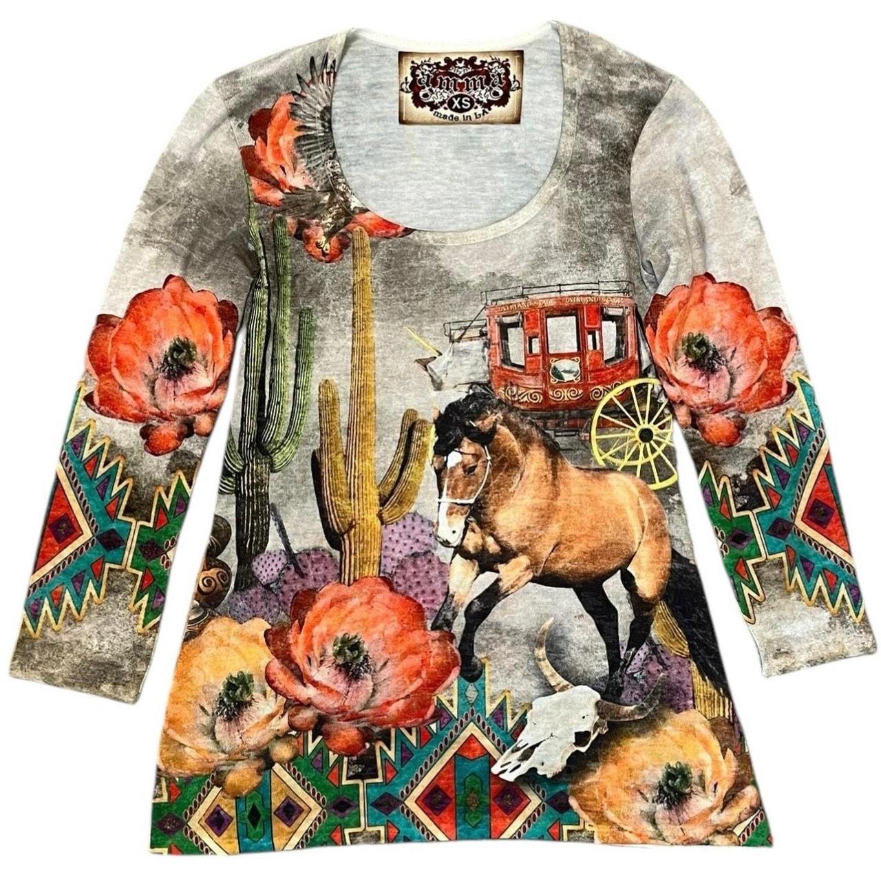 Amma Native Indian Western Tribal Graphic Top Size... | Depop