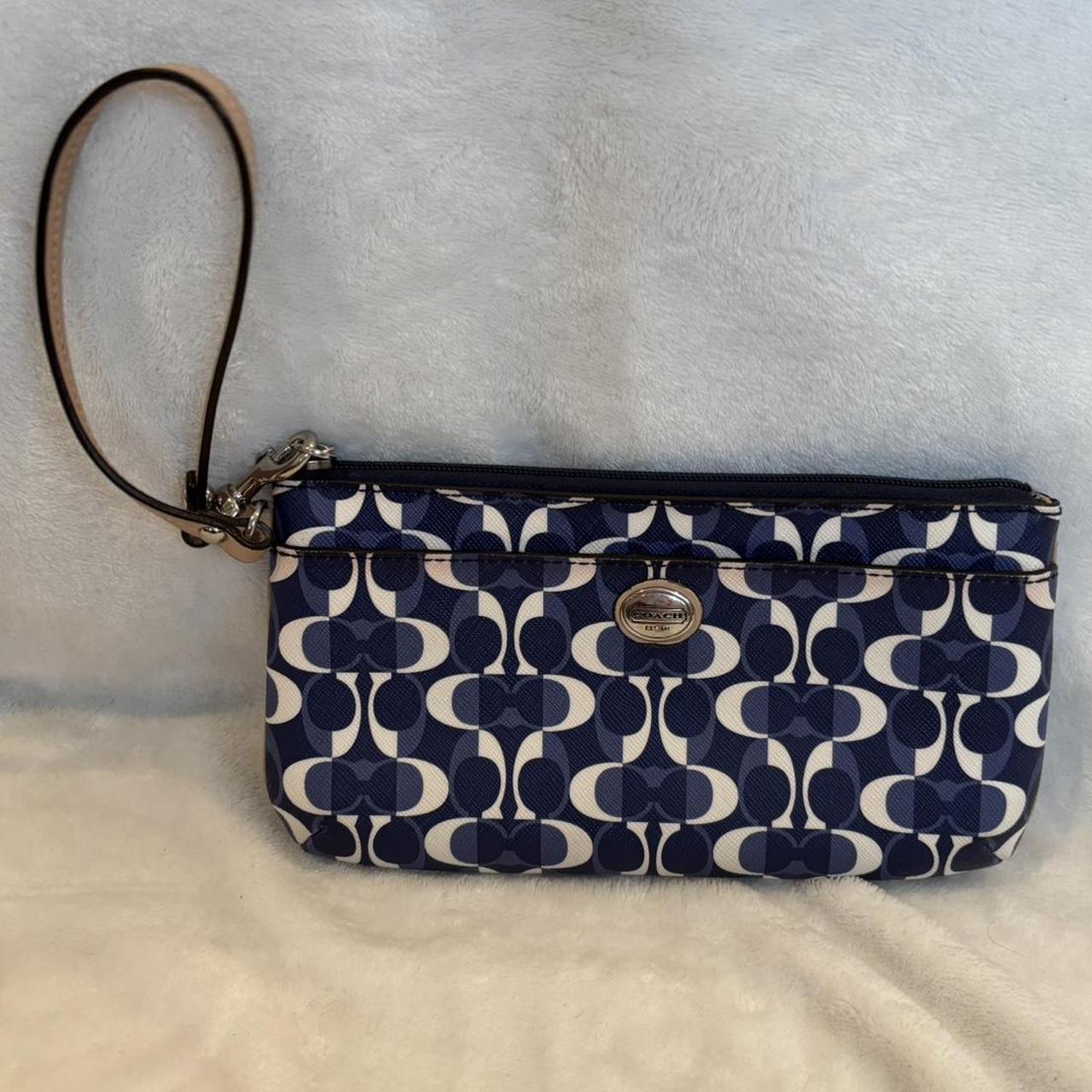 Y2K Coach Wristlet Colors: Blue, White, & Tan Good... | Depop