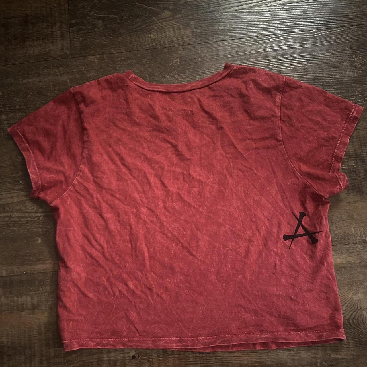 Red Affliction cropped tee with skulls and wings... - Depop