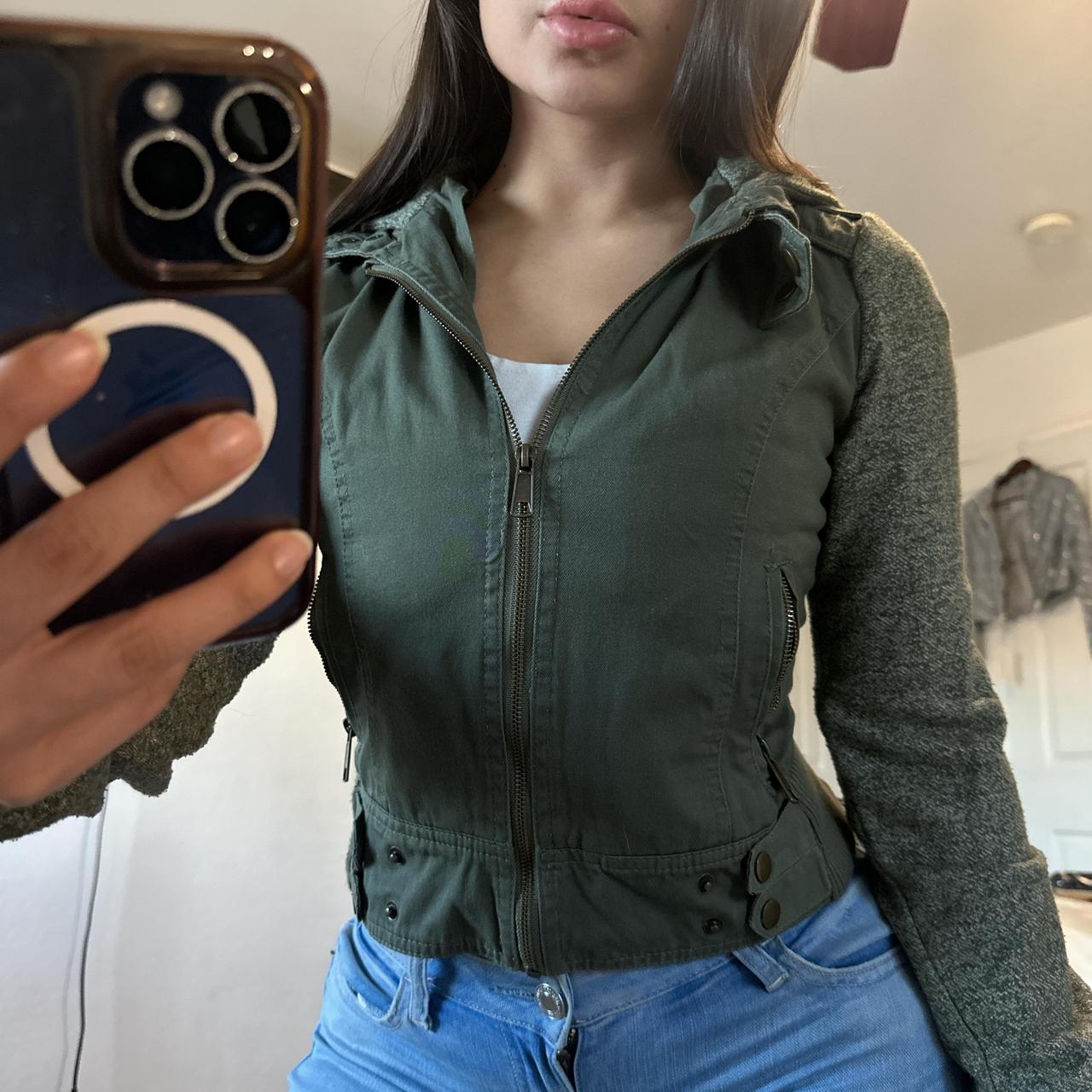 Green zip-up jacket with hood. 🫧 perfect colors for... | Depop