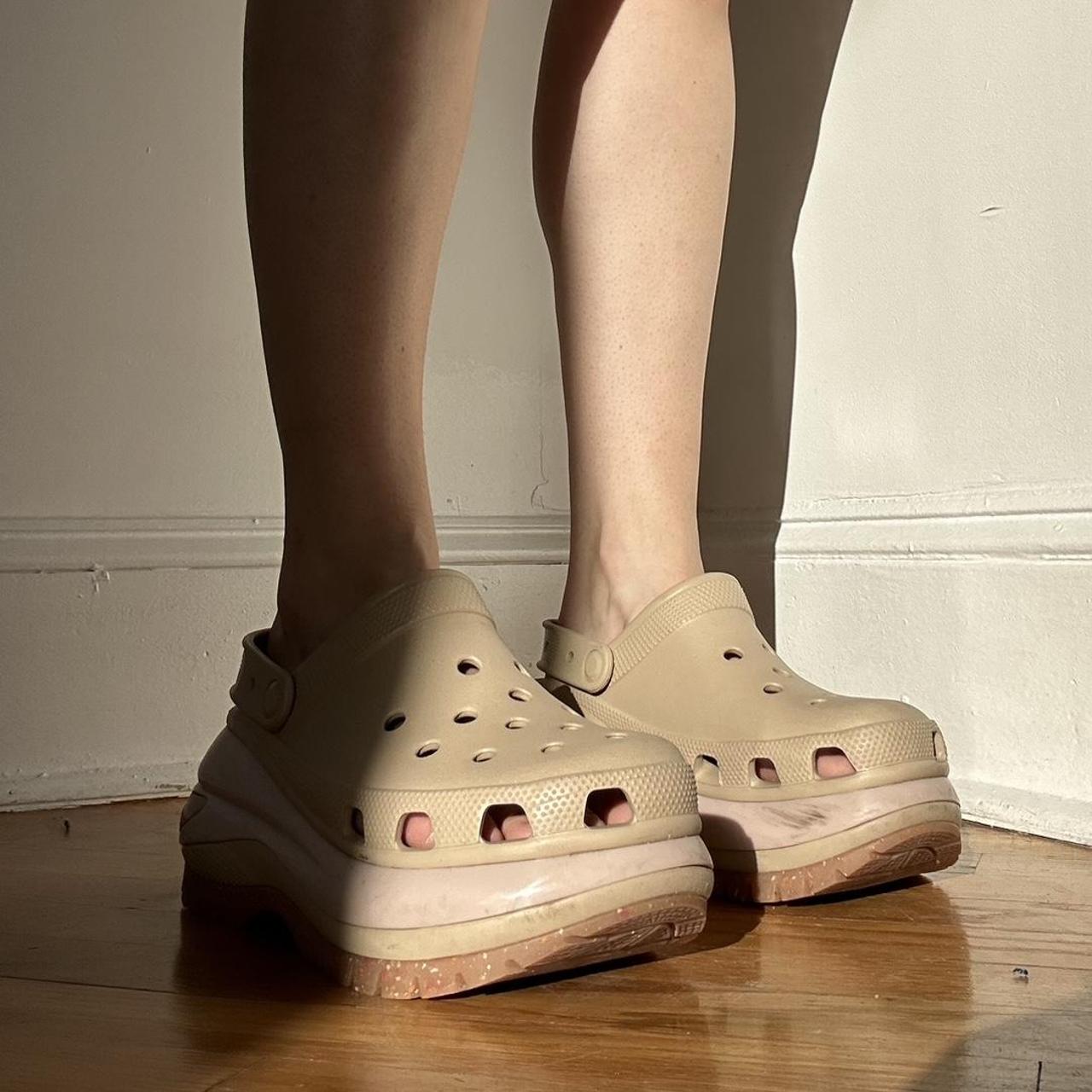 Nudes/Earthy toned platform “iconic comfort” crocs.... - Depop