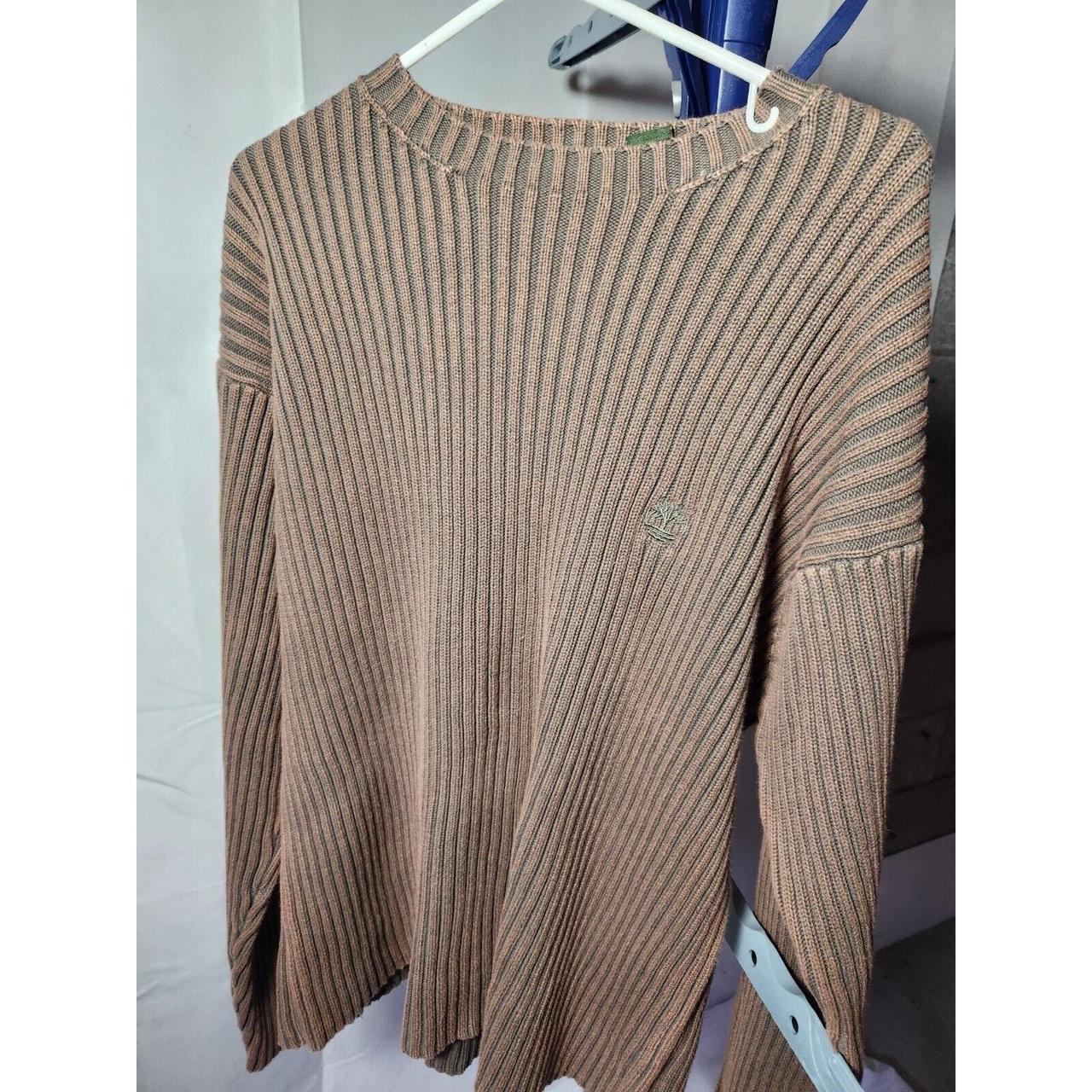 Timberland XL Brown Narrow Ribbed Sweater-Used... - Depop