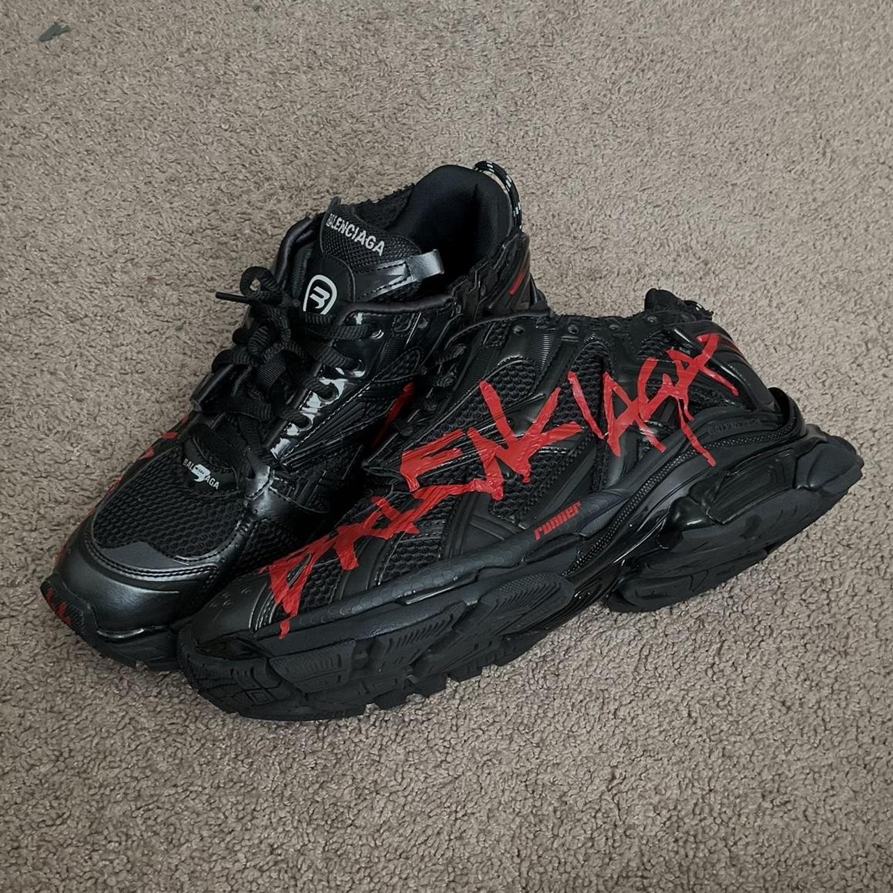 Balenciaga Runners ‘Red Graffiti’ Size 44 Worn A... - Depop