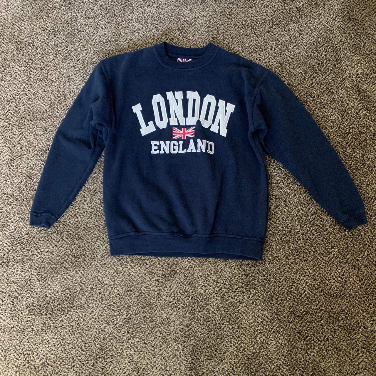 Navy blue London England sweatshirt streetwear Size... - Depop