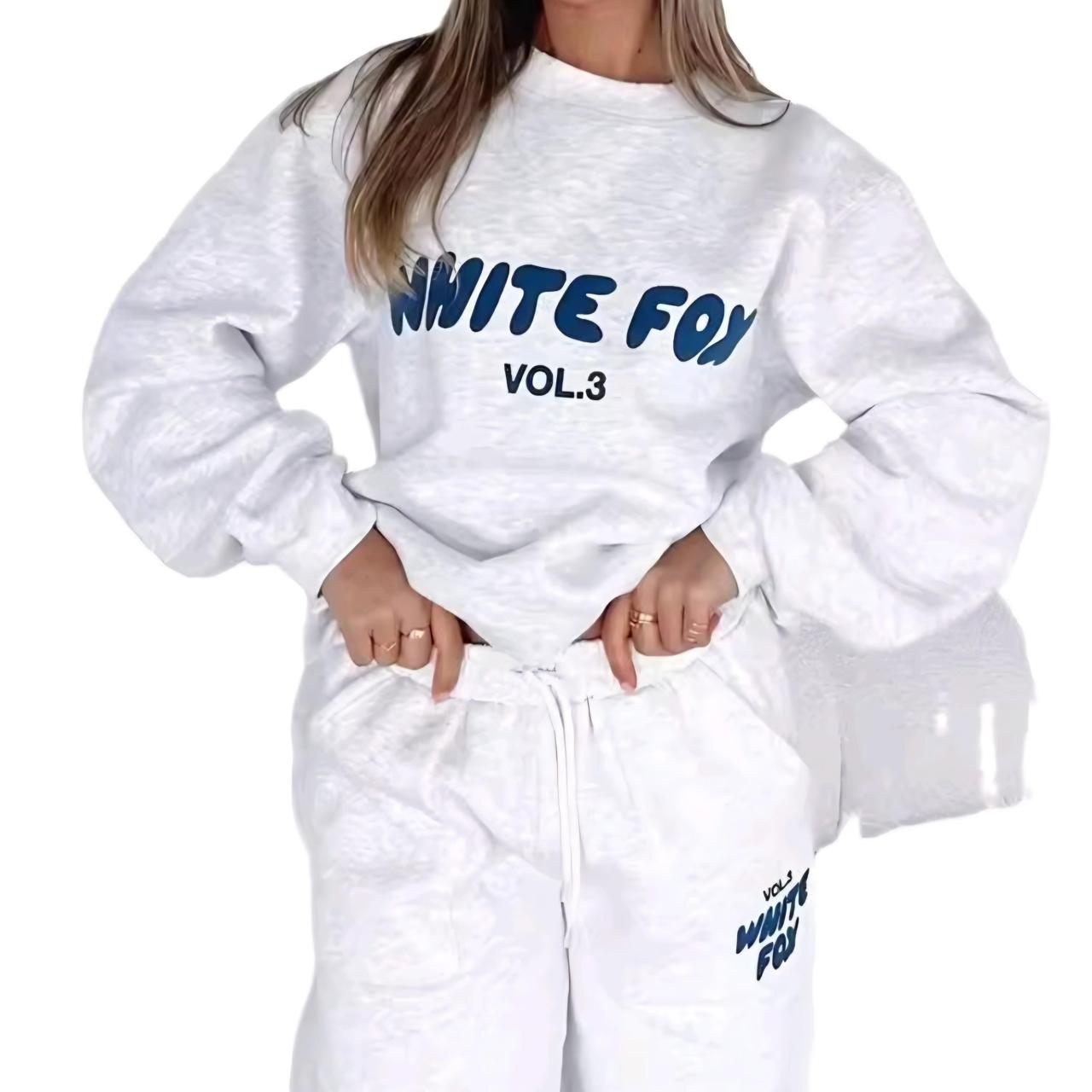 Grey and blue, White Fox inspired tracksuit... | Depop