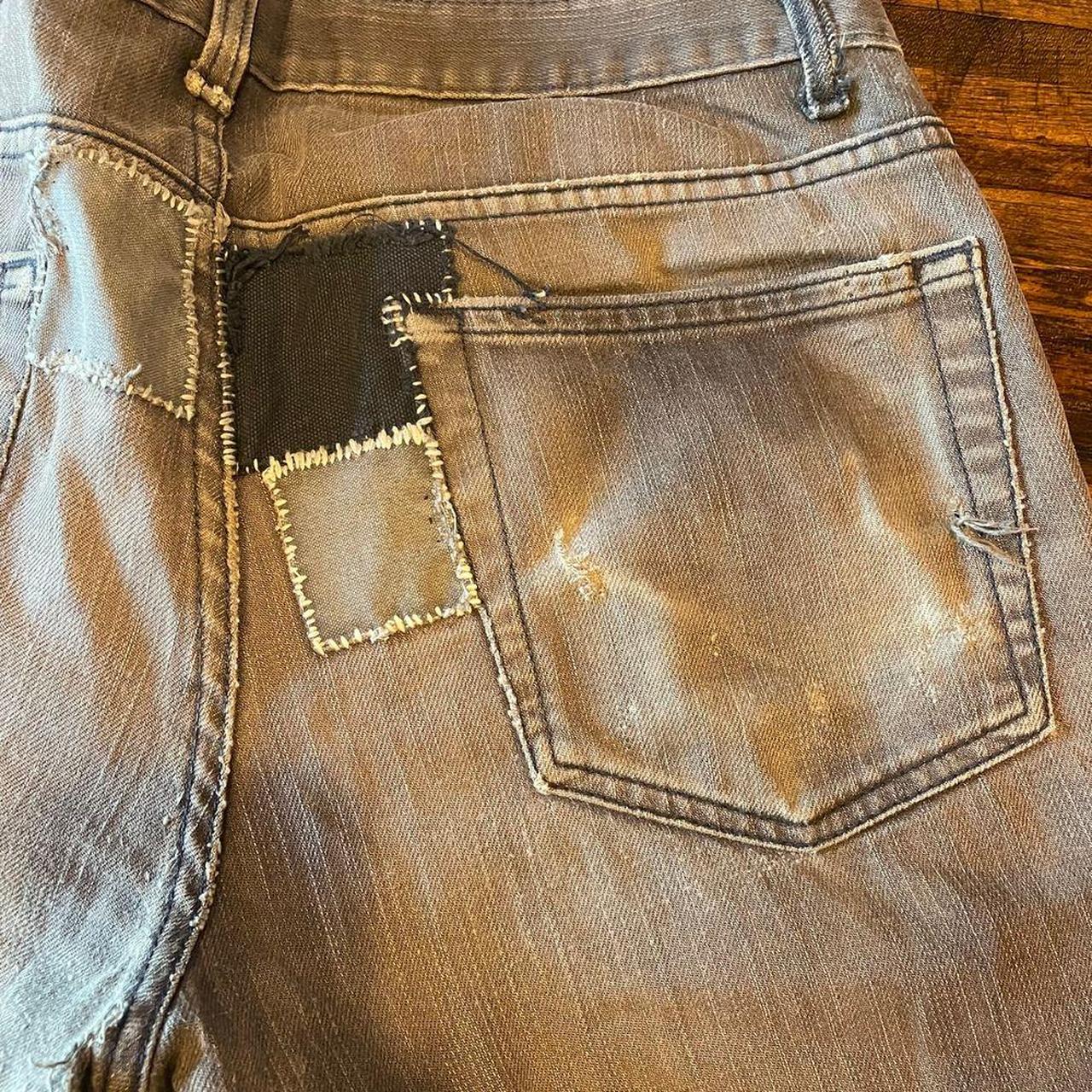 KR3W KSLIM Hand Patched Grunge Distressed Jeans... | Depop