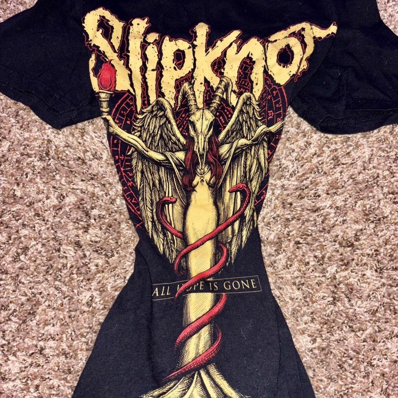 Black Slipknot gothic designing short sleeve graphic... | Depop