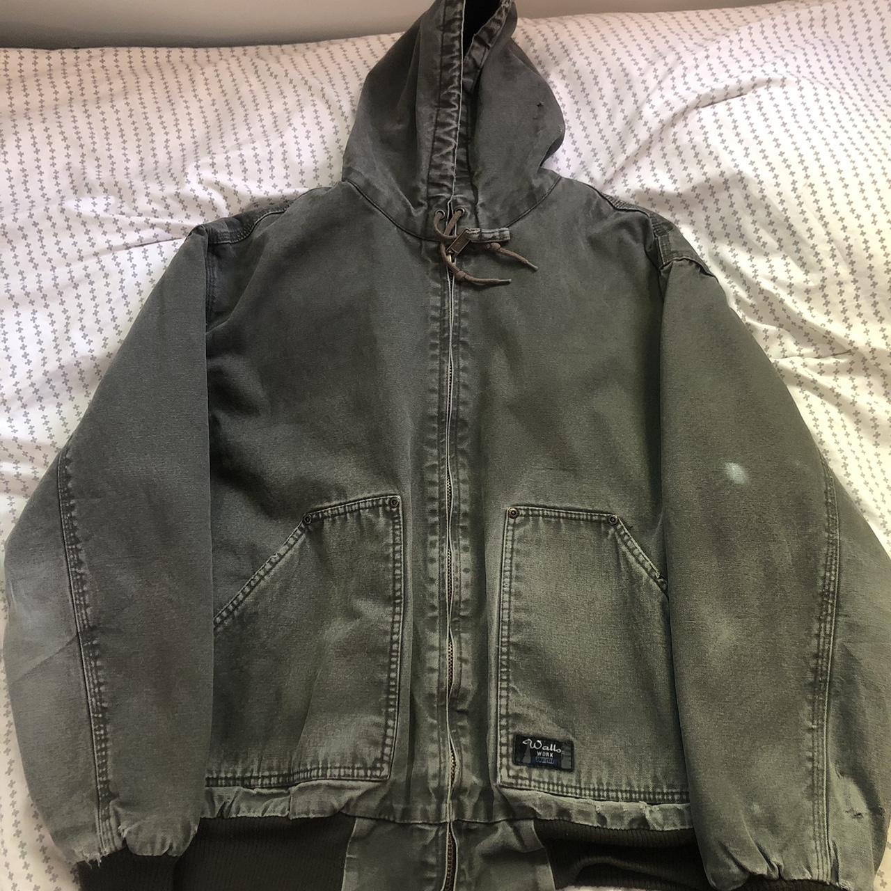 Carhartt green canvas jacket #workwear Zipper... - Depop
