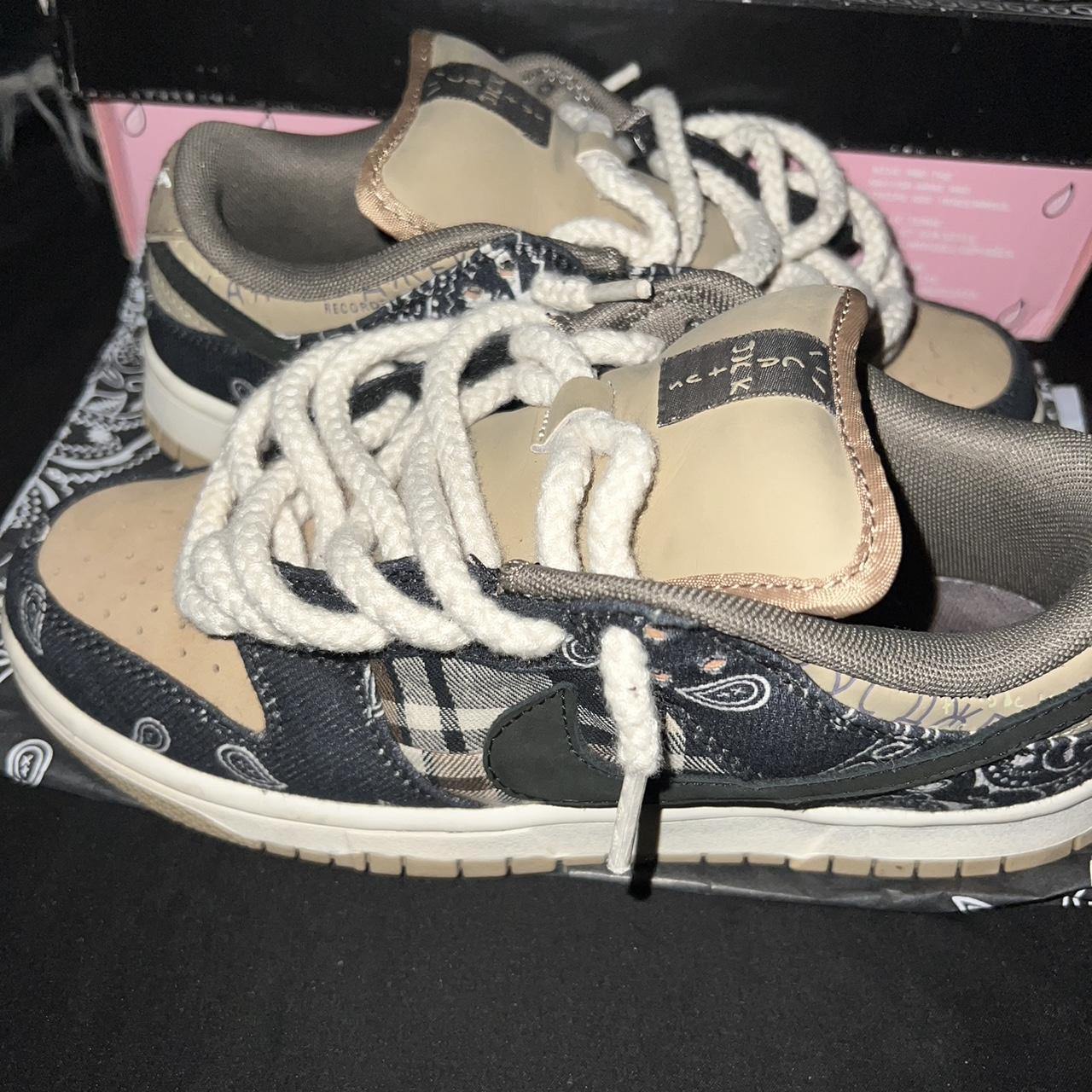 Black and grey Travis Scott Dunk Low trainers - Depop