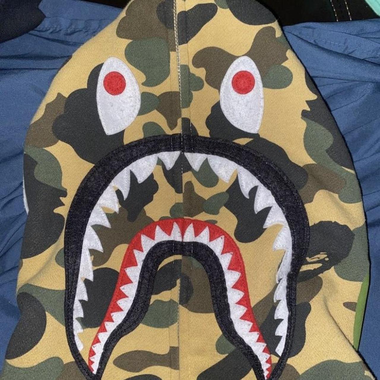 Yellow bape full zip up shark hoodie. I haven’t... - Depop