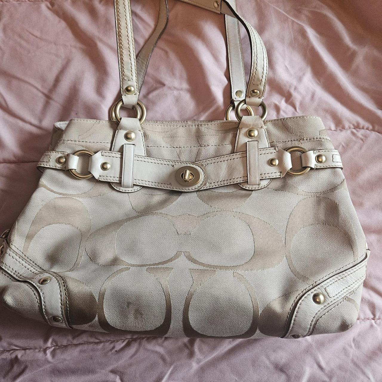 Vintage Y2K Coach Cream colored Shoulder bag with... - Depop