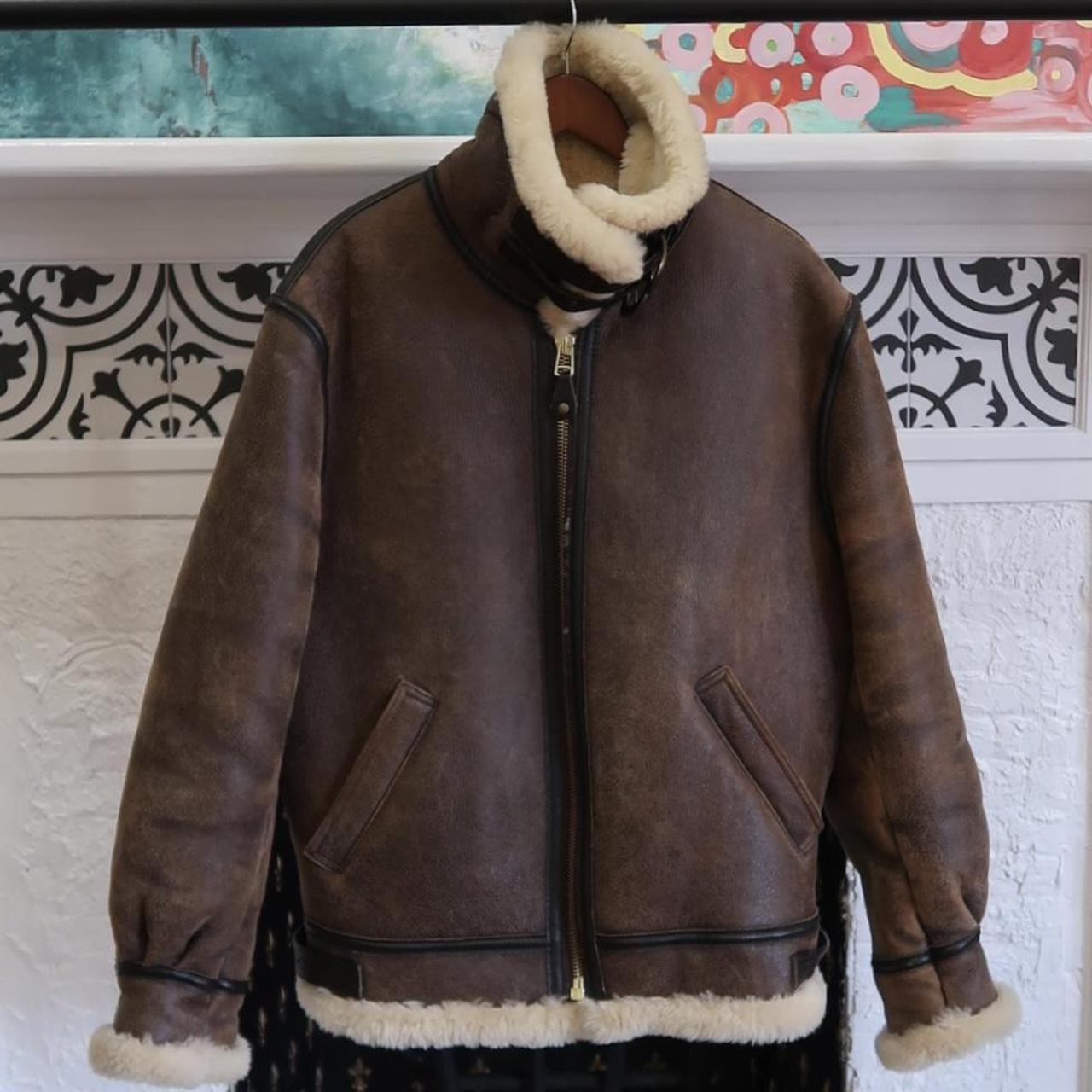 Schott NYC Classic B-3 Sheepskin Leather Bomber... - Depop
