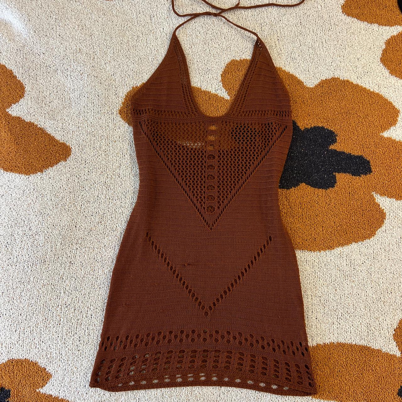 New never worn rust colored knit beach cover up. So... - Depop