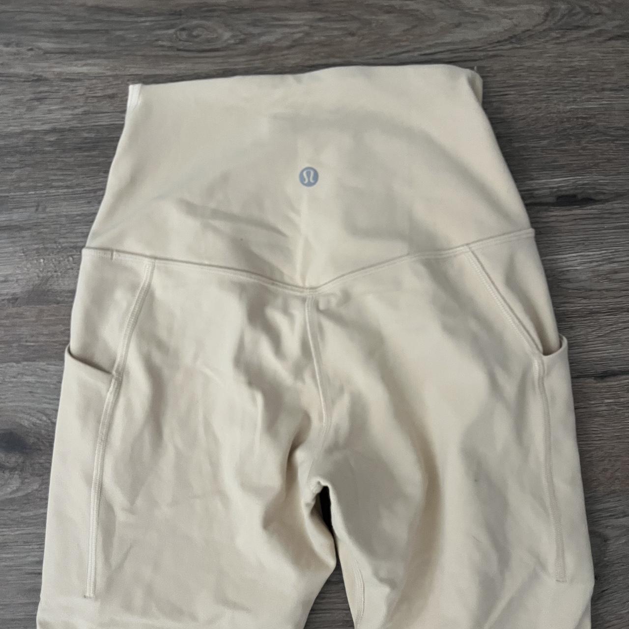 Lululemon cream double lined leggings with pockets!... - Depop