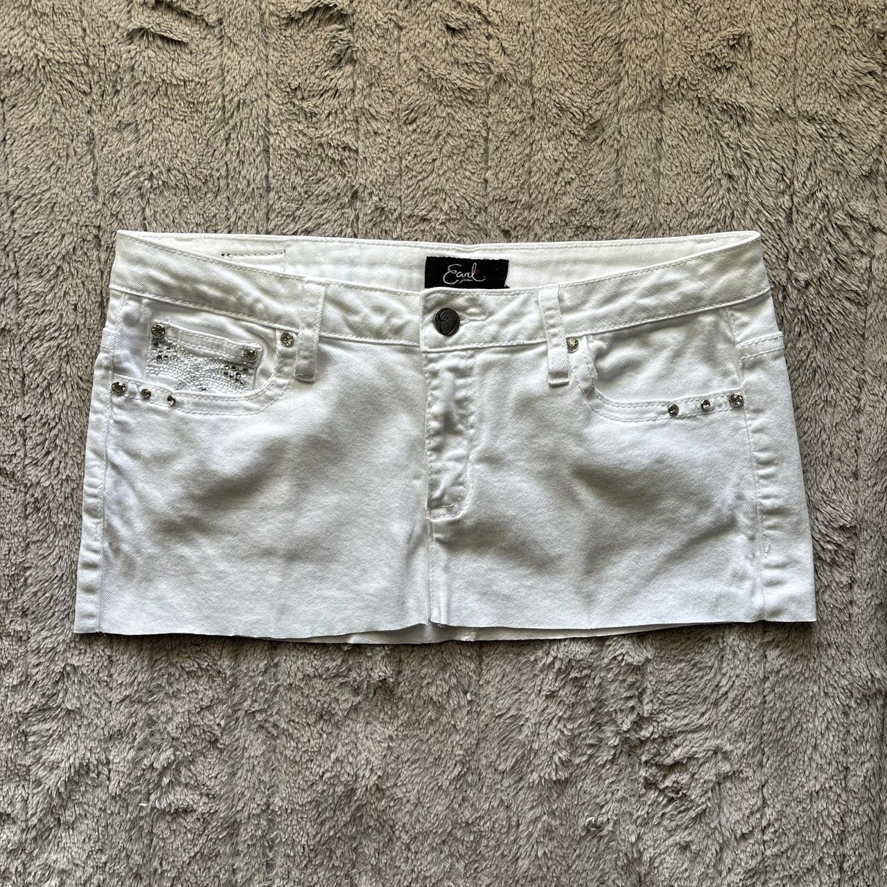 Early 2000s mcbling style low rise white denim... | Depop