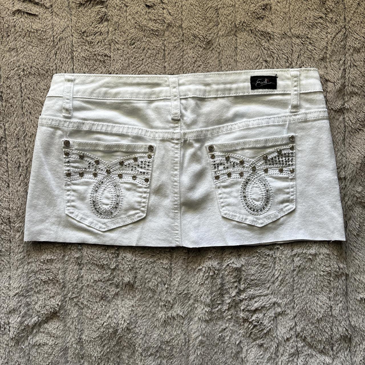 Early 2000s mcbling style low rise white denim... | Depop