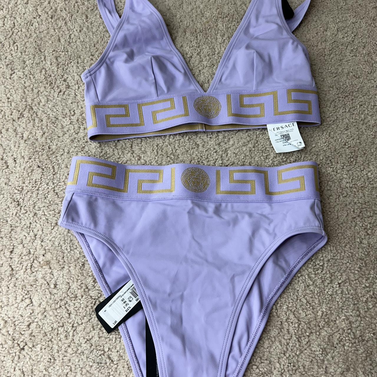 Purple Versace bikini set Size 2 or xs #VersaceBikini - Depop