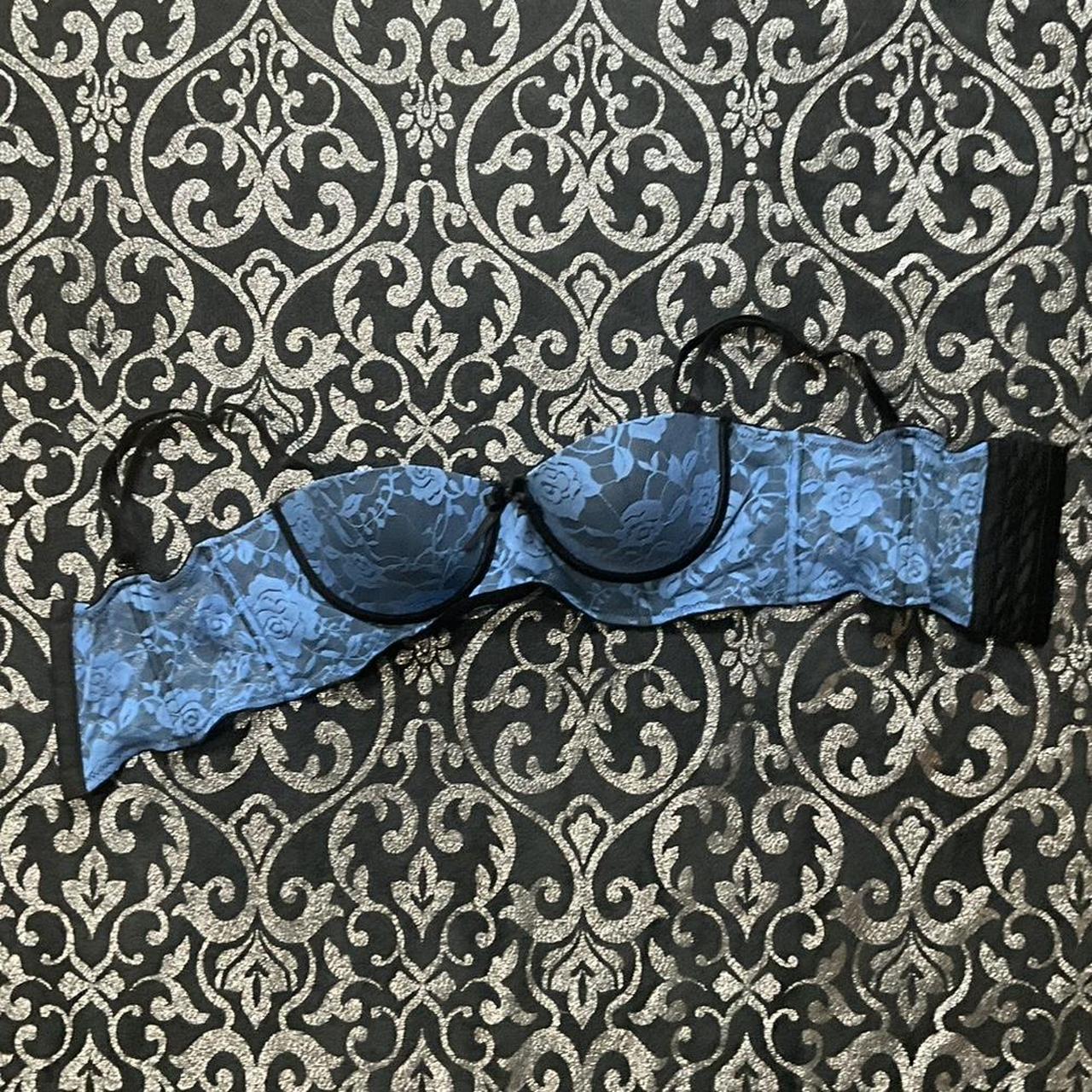 Vintage Morbid Threads Hot Topic blue and black lace... | Depop