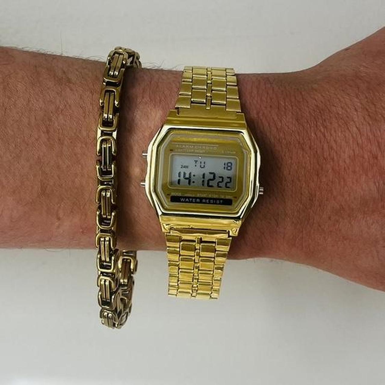 Casio digital watch with gold accents #digitalwatch... | Depop