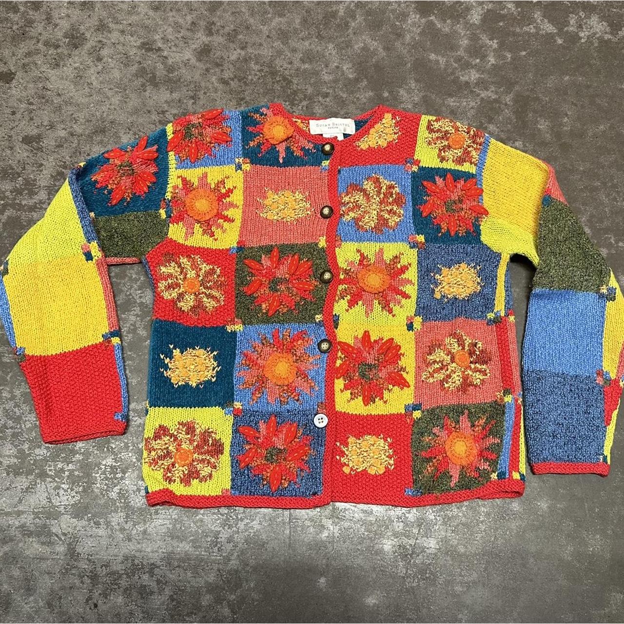 Gorgeous vintage color patch work knit bright... - Depop