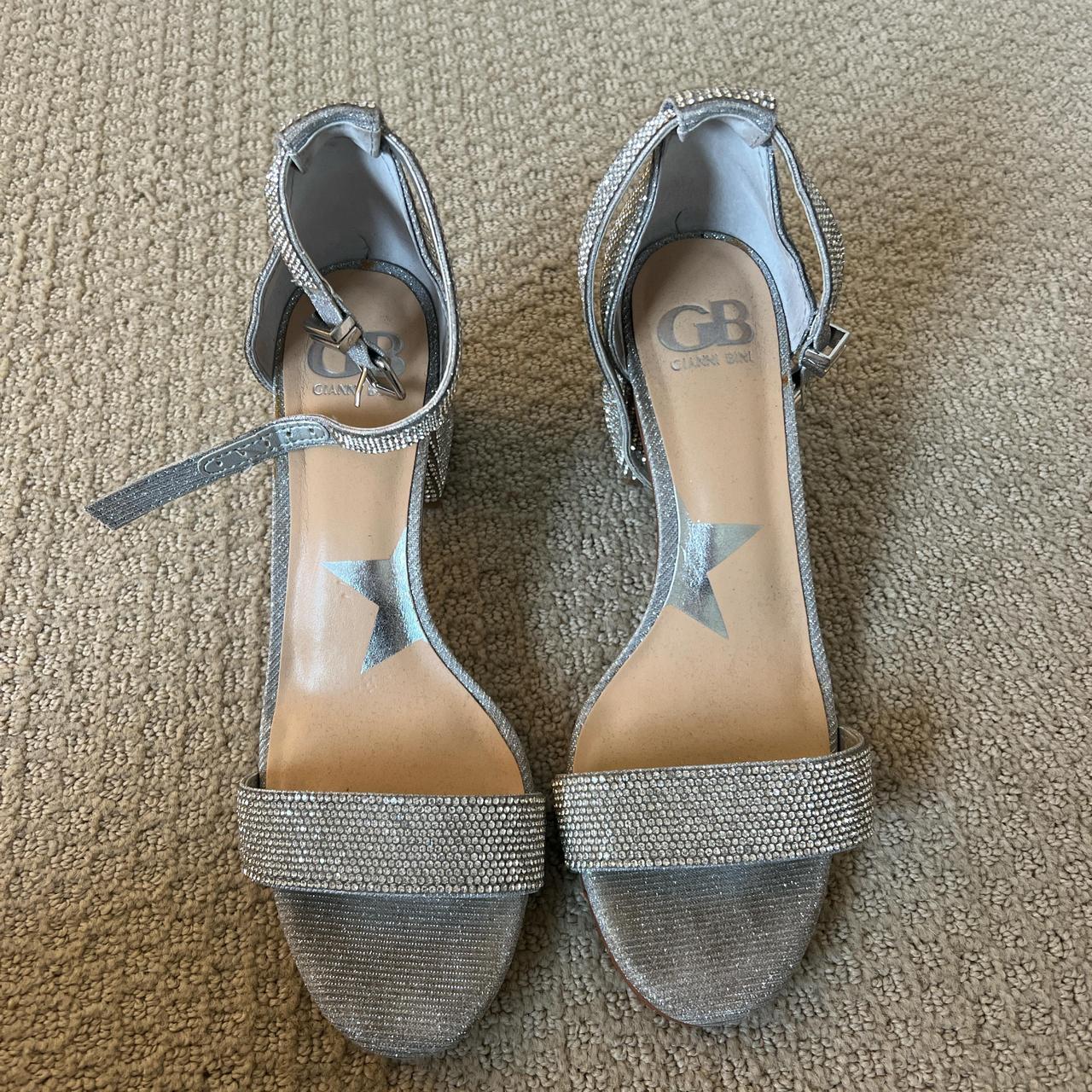 Silver Rhinestone 1 inch heels-size 8 | Depop