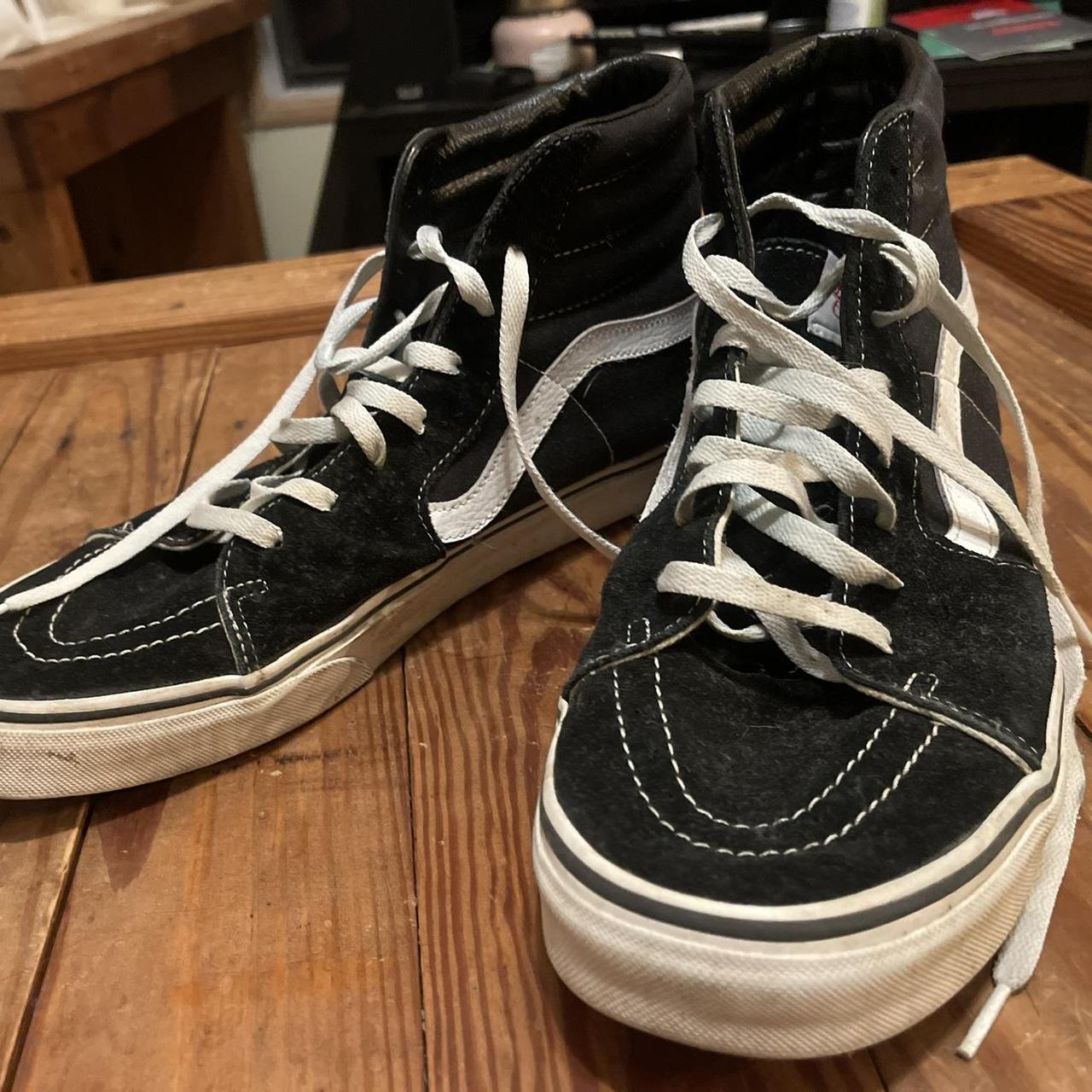 Men’s size 13 Black and white Vans high top shoes... | Depop