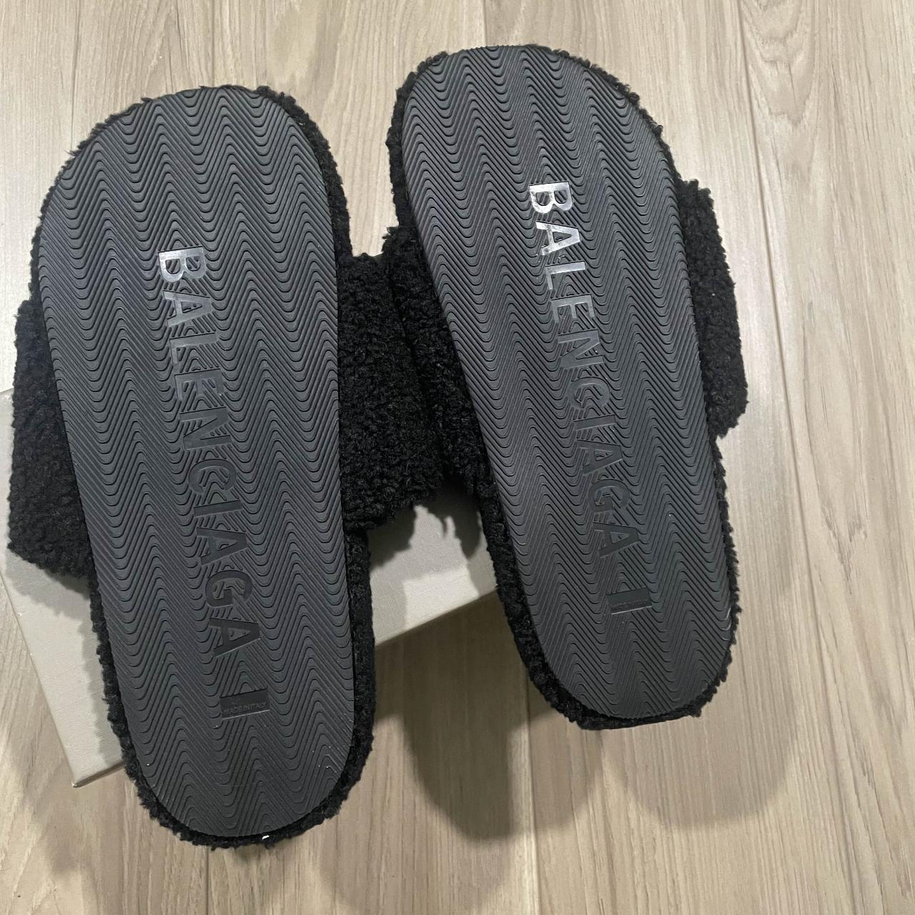 Balenciaga fur slides, size 44, fits like an 11 US... - Depop