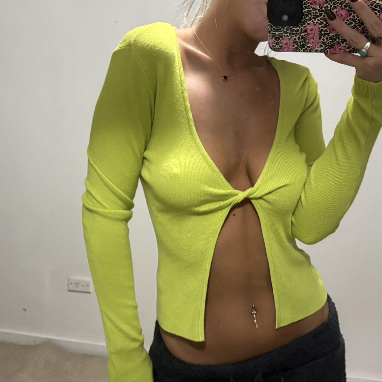 Glassons Green long sleeve top with tie detail... | Depop
