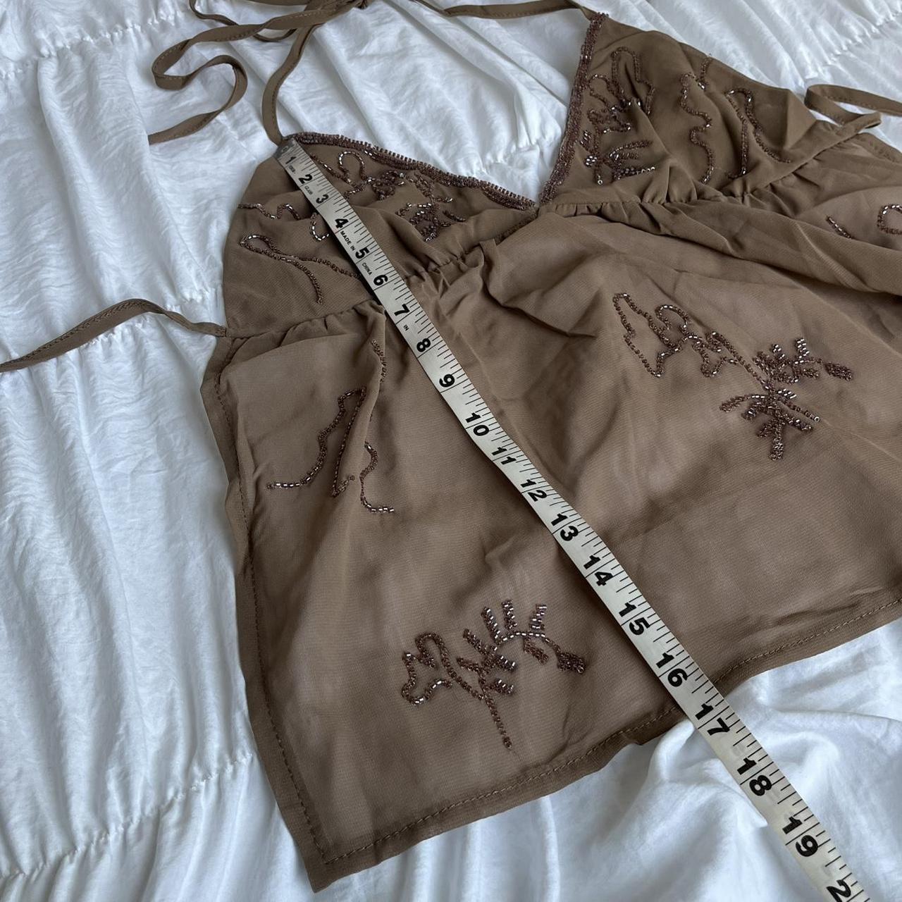 stunning y2k style light brown beaded halter tie... | Depop