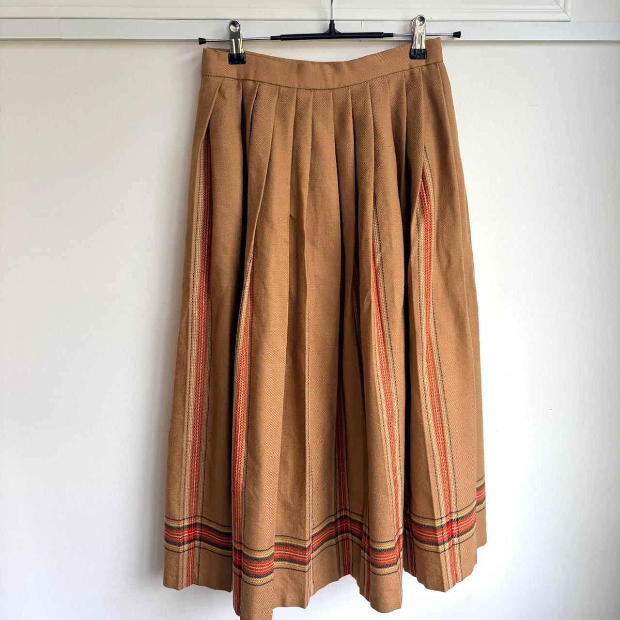 True Vintage women's wool skirt Brown gold color... | Depop