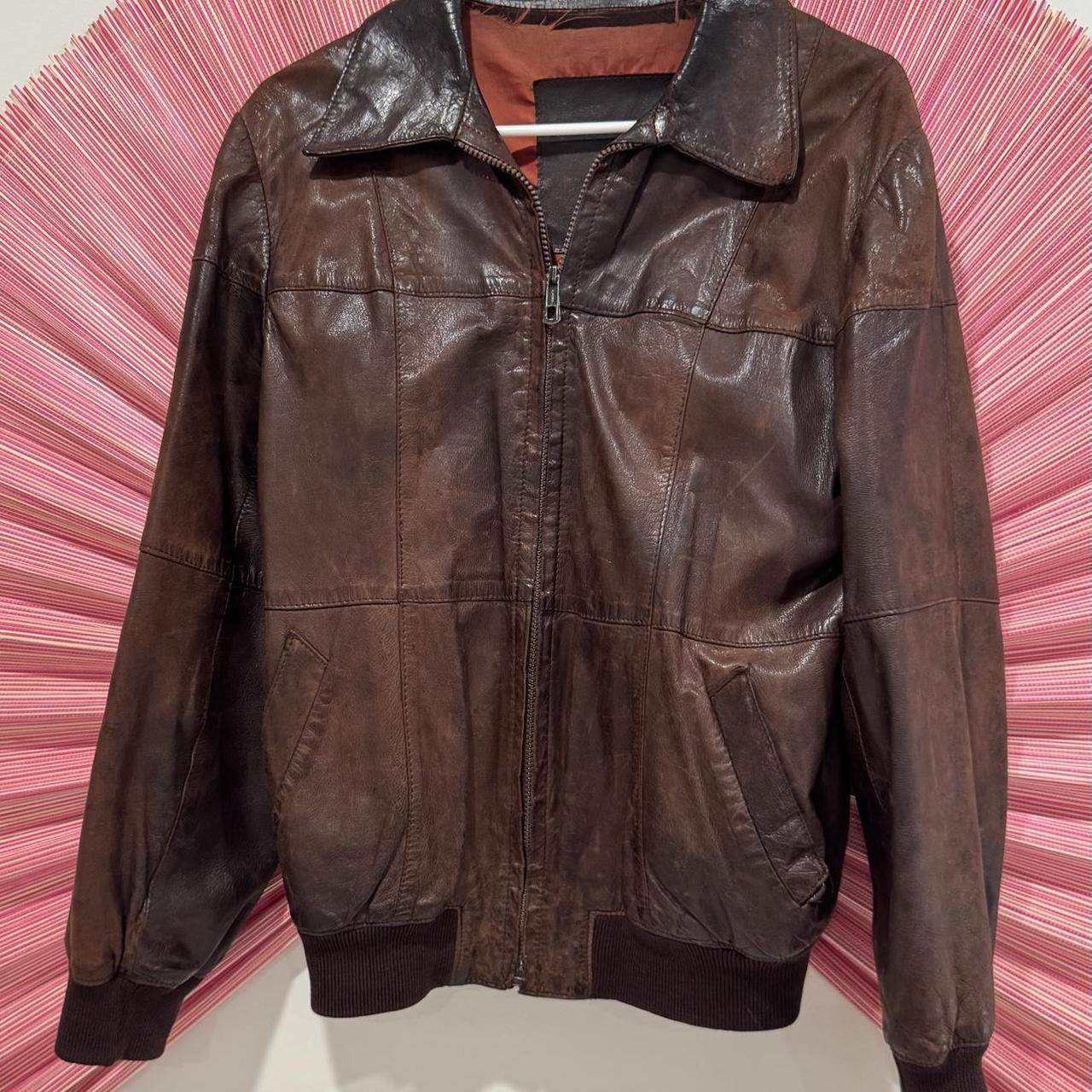 Vintage chocolate brown leather jacket Great... | Depop