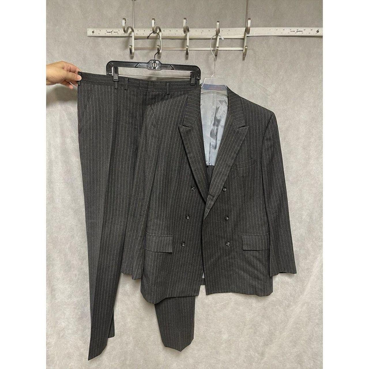 Hart Schaffner Marx Suit Men 40L Gray Striped... - Depop