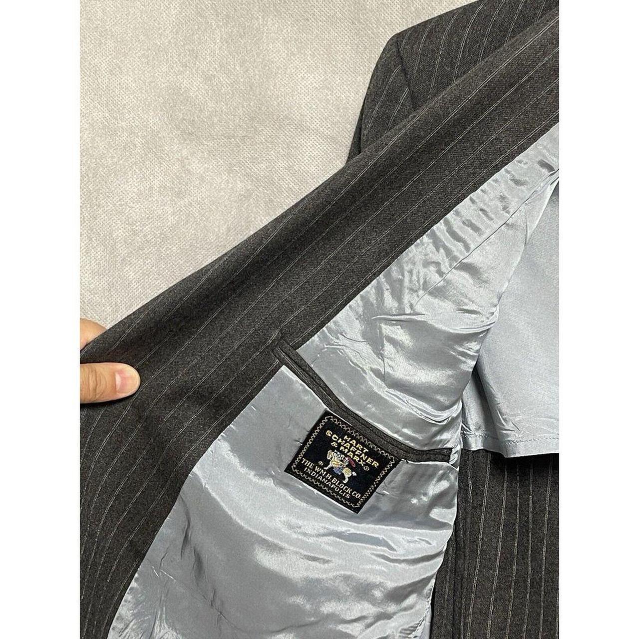Hart Schaffner Marx Suit Men 40L Gray Striped... - Depop