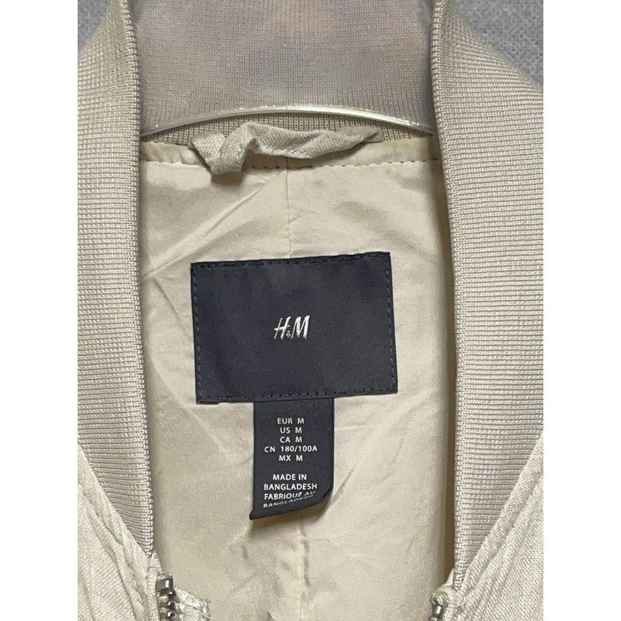 H&M Jacket Men M Beige Linen Zip Bomber Outdoor... - Depop
