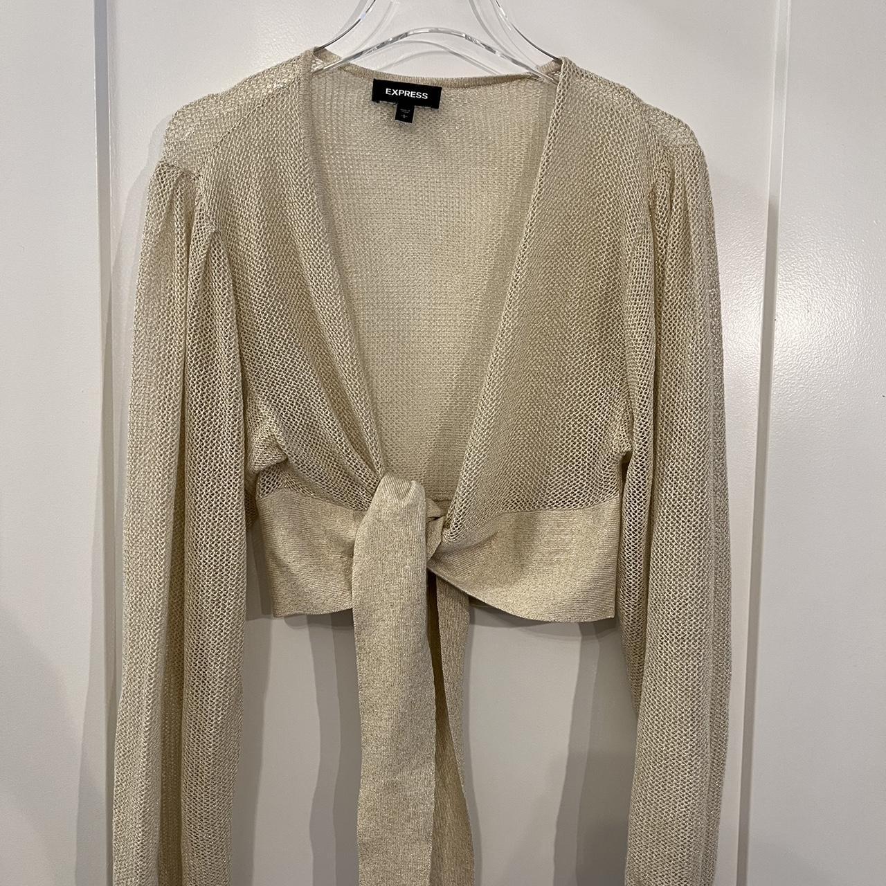 Sparkly Gold Cropped Cardigan Sweater Soo cute!... - Depop