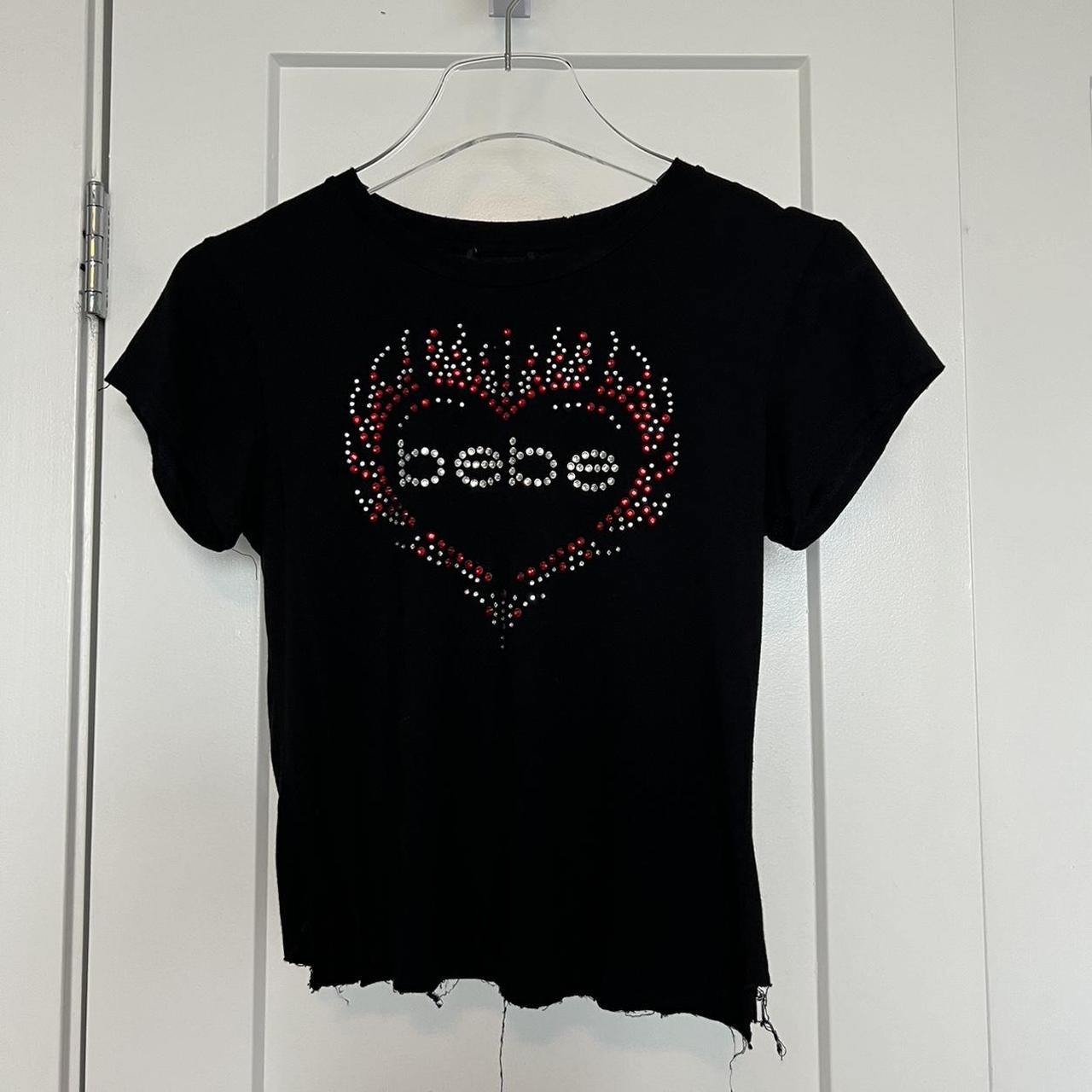 Bebe Rhinestone Heart Top Distressed! - Depop