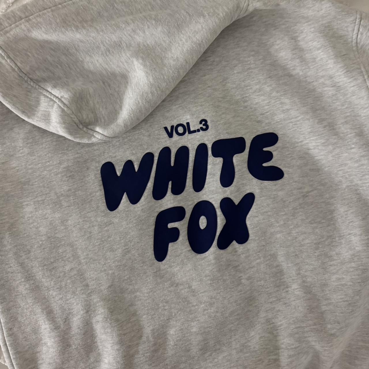 White fox vol.3 navy/grey hoodie Size S/M MESSAGE... | Depop