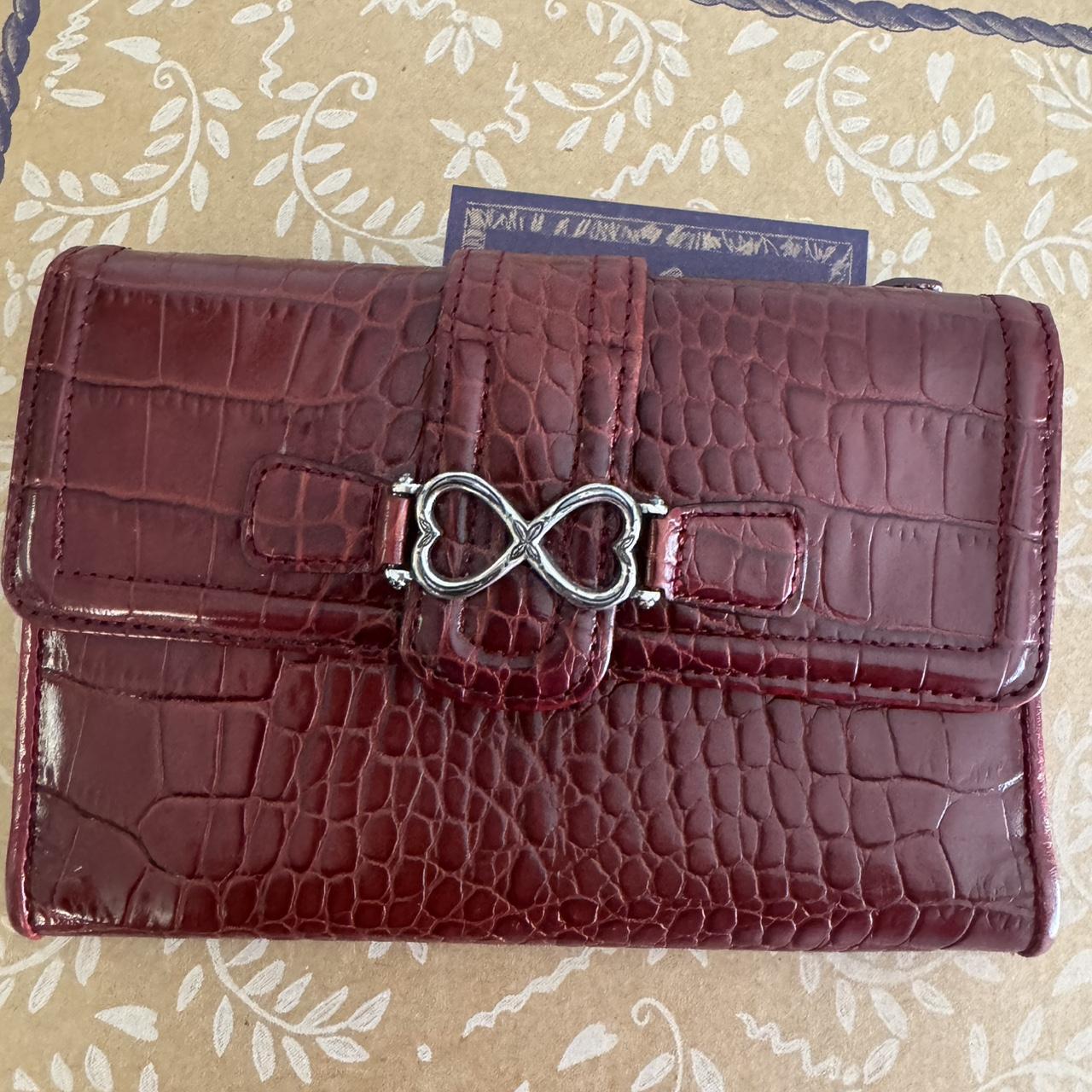Vintage Brighton Red crocodile leather wallet with... - Depop