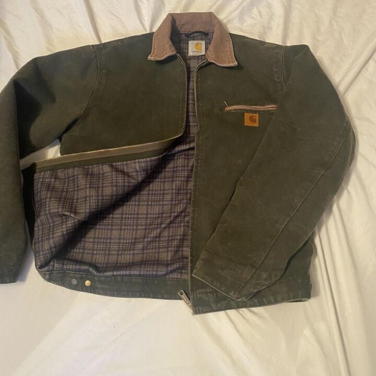 Vintage 00s Carhartt Detroit J97 Moss Green Jacket!... - Depop