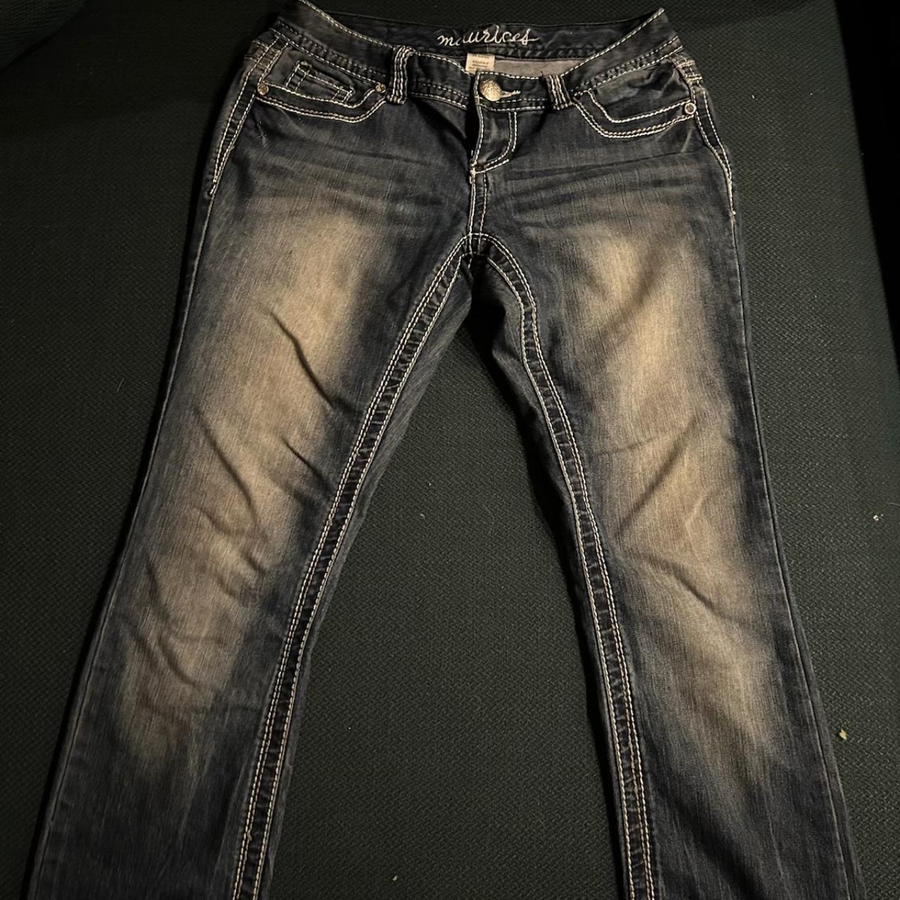 Low rise jeans with rhinestones - Depop