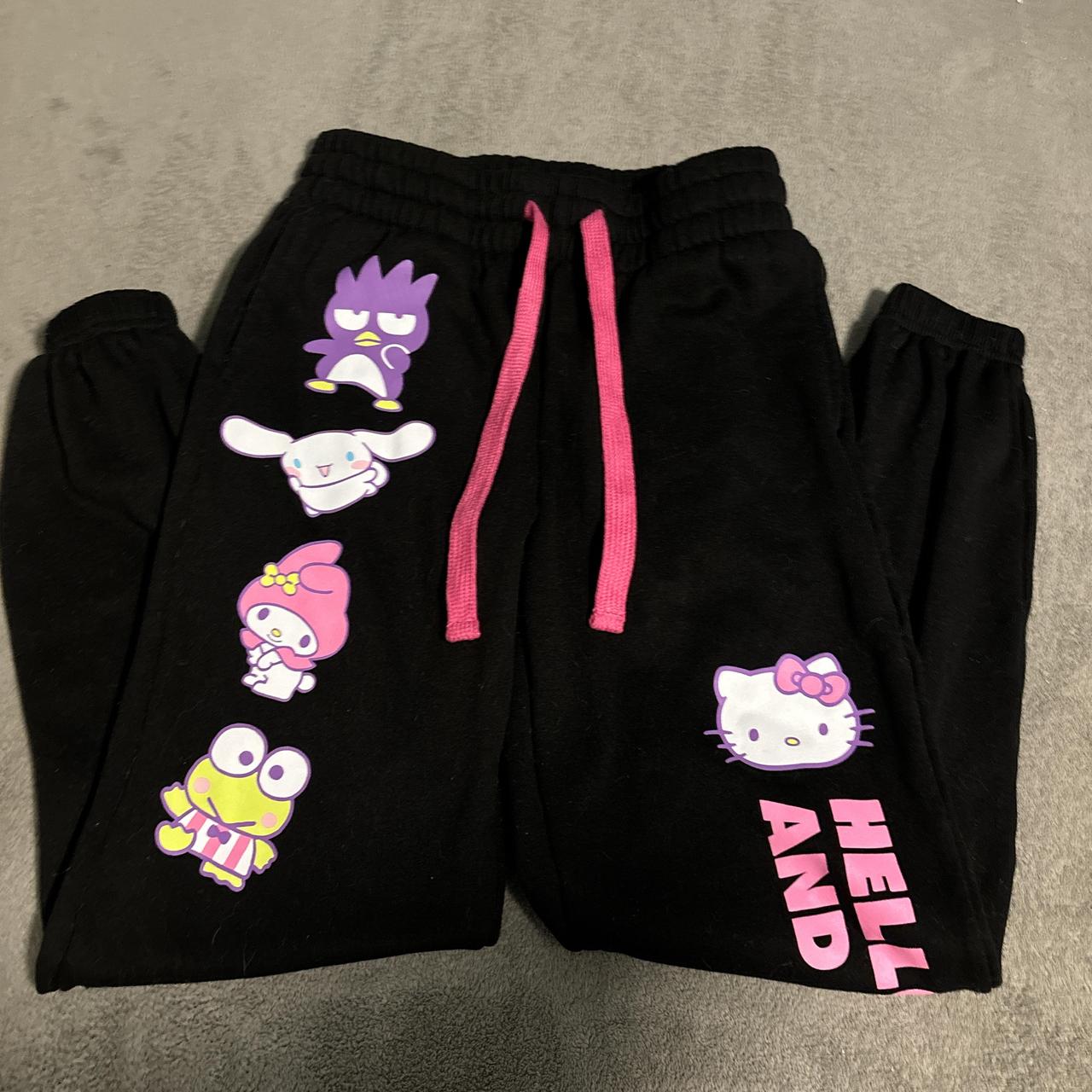 Hello Kitty Sanrio black sweats 💐 • cuffed on the... | Depop
