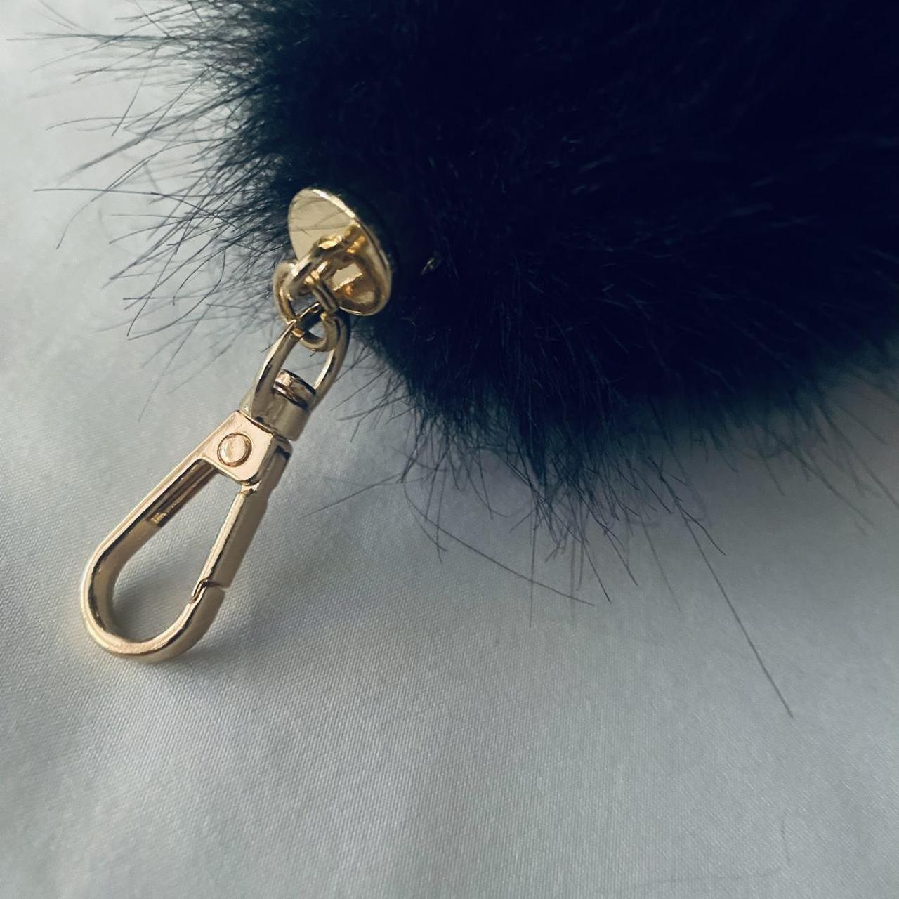 🖤y2k emo black fuzzy faux fur fox tail keychain belt... | Depop