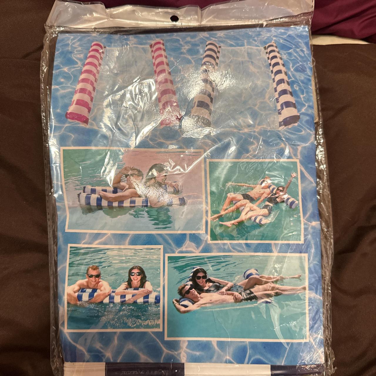 Inflatable pool floaties - in blue and white... | Depop