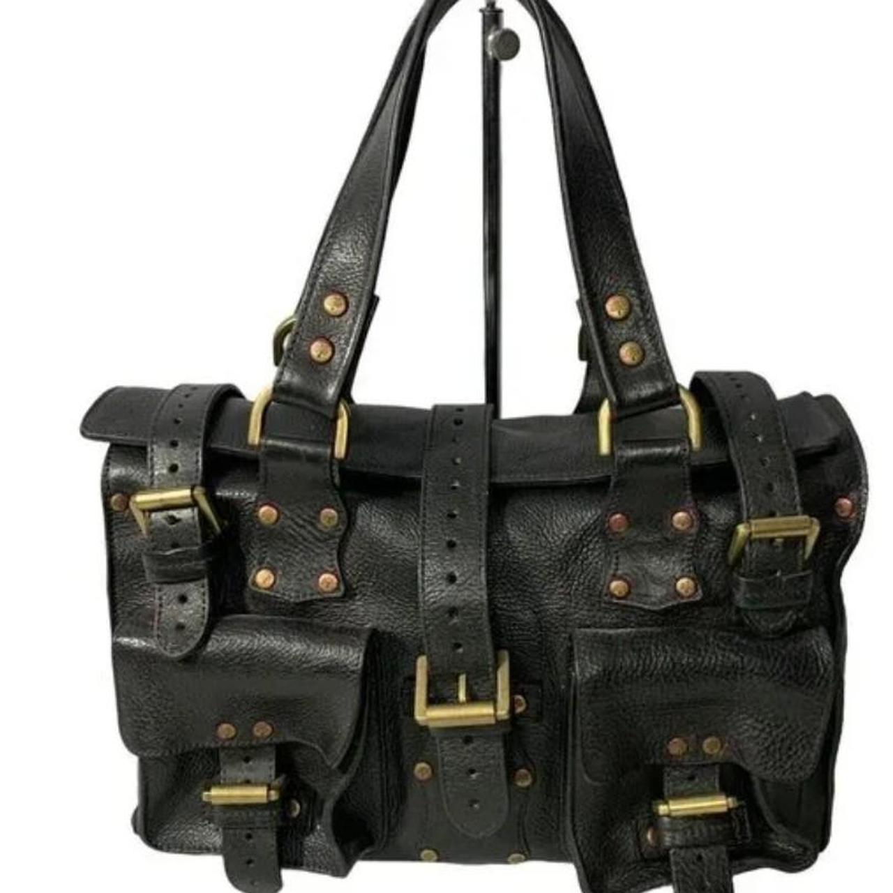 Mulberry Roxanne Vintage Black Leather Handbag Purse... - Depop