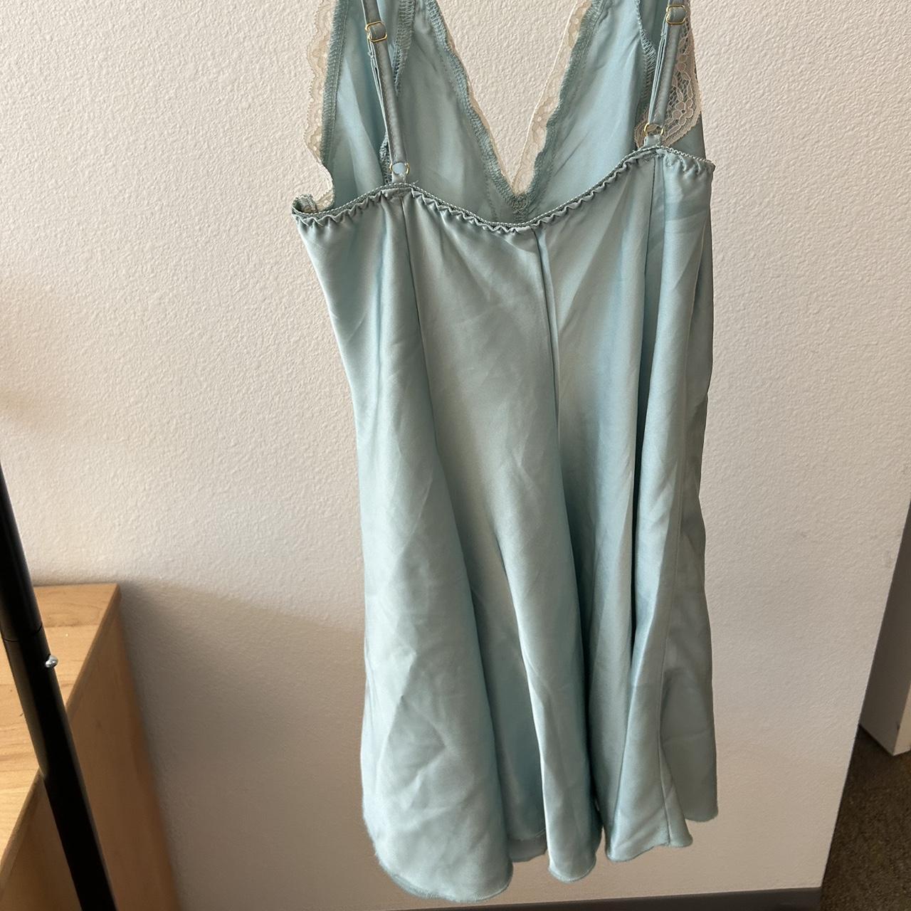 Light blue lace cami top with button front and lace... - Depop