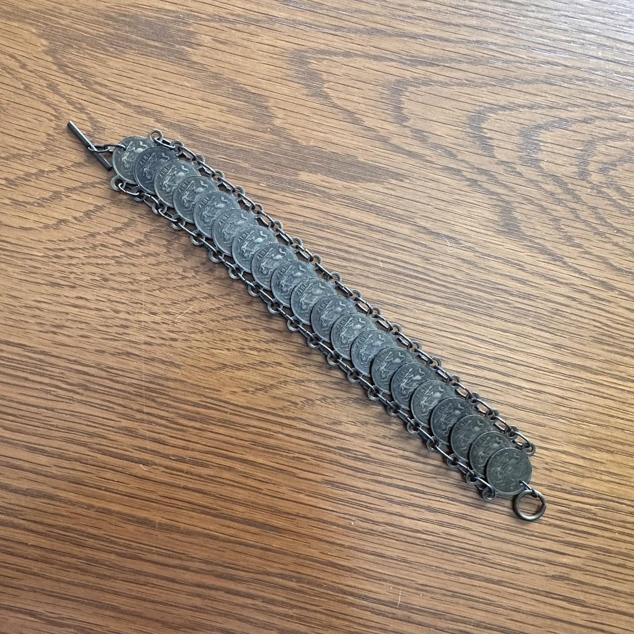 Vintage rustic coin clasp bracelet - Depop